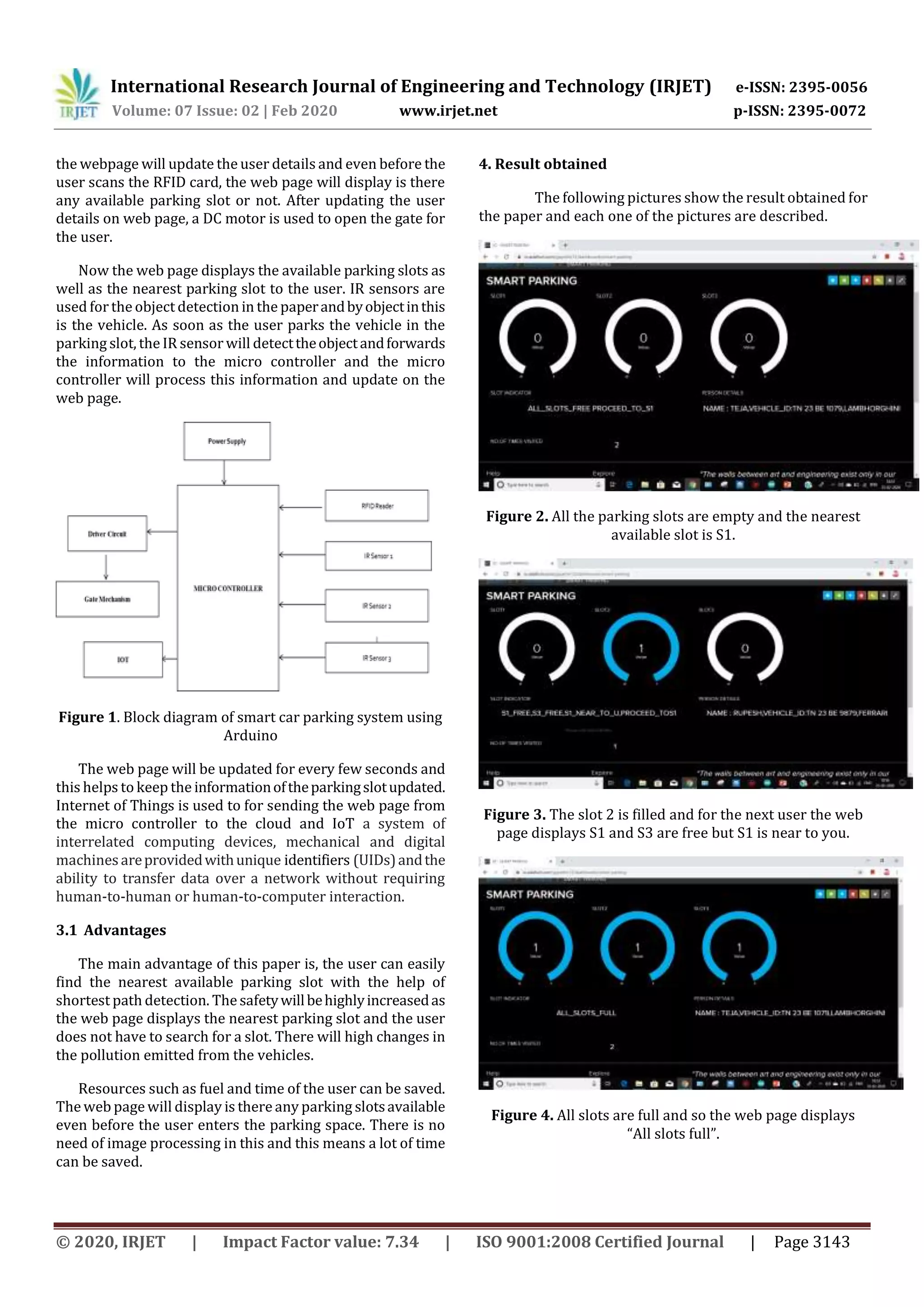 Irjet Smart Car Parking System Using Arduino Pdf Internet Computing
