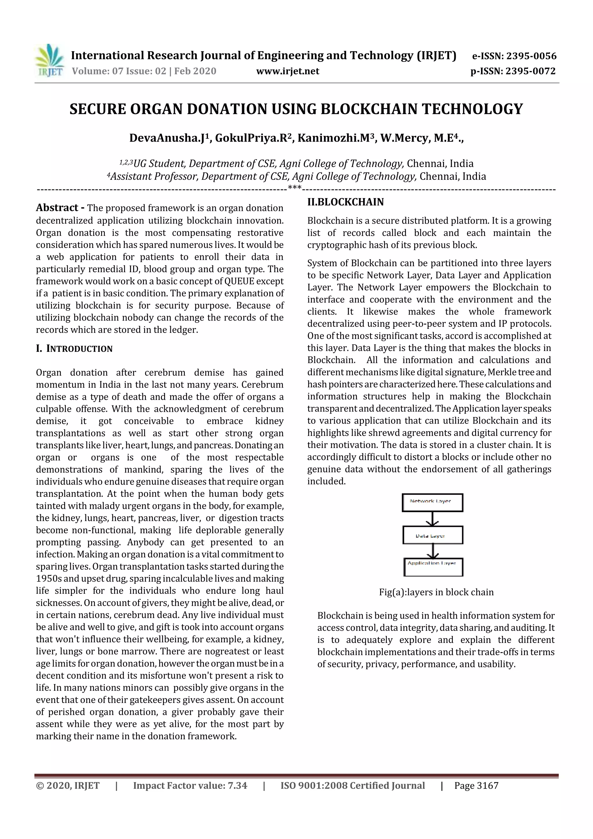 IRJET - Secure Organ Donation using Blockchain Technology | PDF