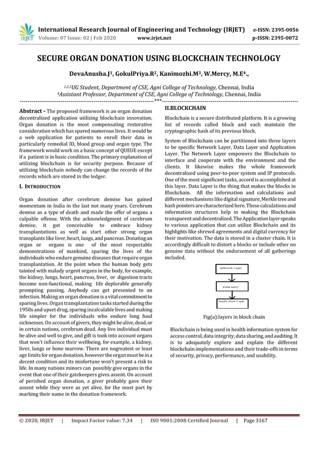 Irjet Secure Organ Donation Using Blockchain Technology Pdf
