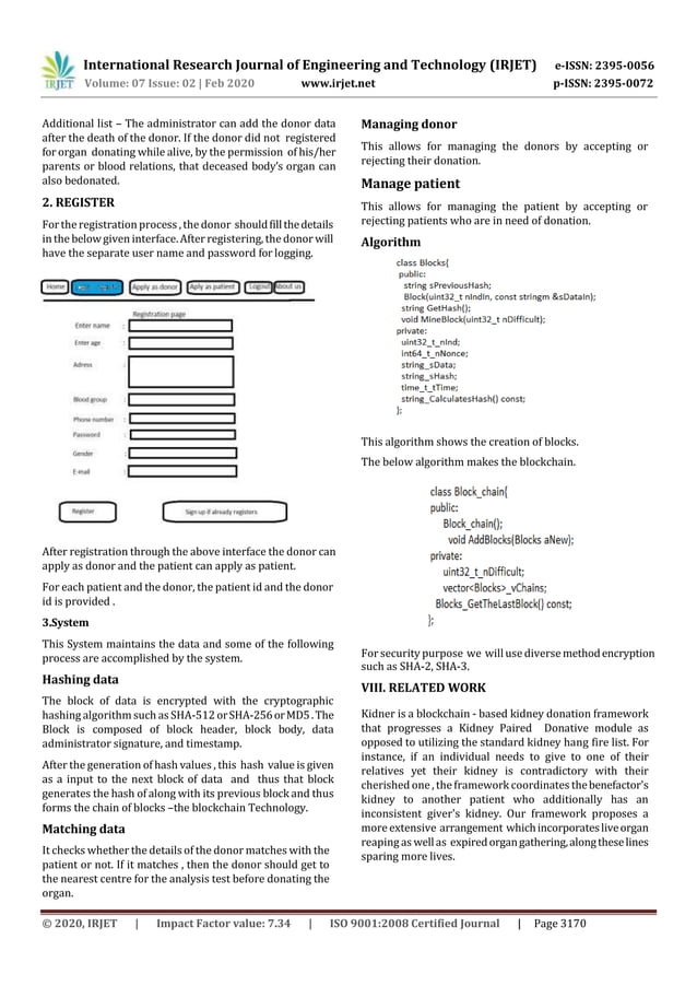 Irjet Secure Organ Donation Using Blockchain Technology Pdf