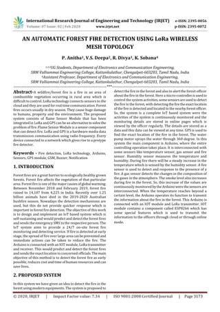 IRJET - An Automatic Forest Fire Detection using Lora Wireless Mesh Topology | PDF