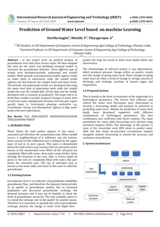 IRJET - Prediction of Ground Water Level based on Machine Learning | PDF