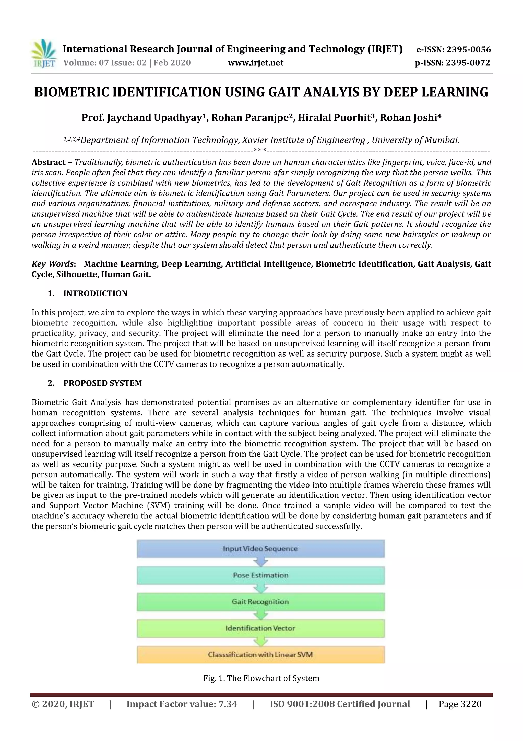 IRJET - Biometric Identification using Gait Analyis by Deep Learning | PDF