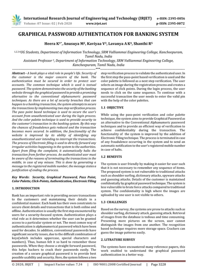 IRJET - Graphical Password Authentication for Banking System | PDF