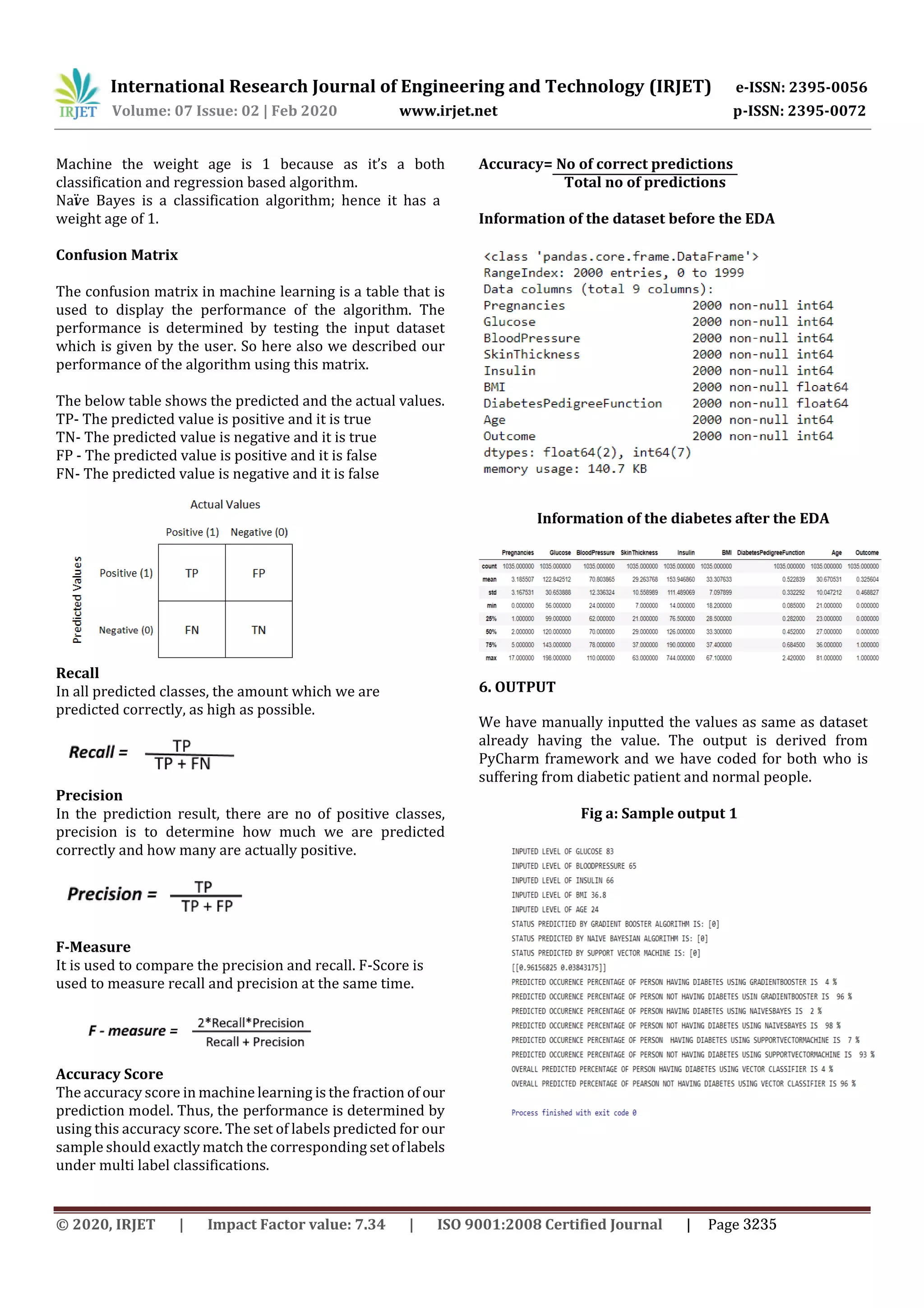 Irjet Prediction And Detection Of Diabetes Using Machine Learning Pdf