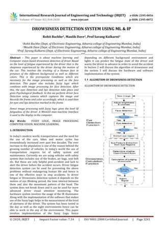 IRJET - Drowsiness Detection System using ML & IP | PDF