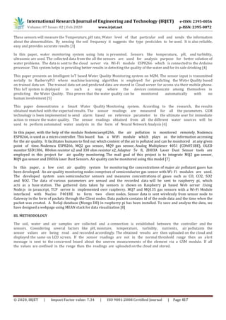 IRJET- Soil, Water and Air Quality Monitoring System using IoT | PDF