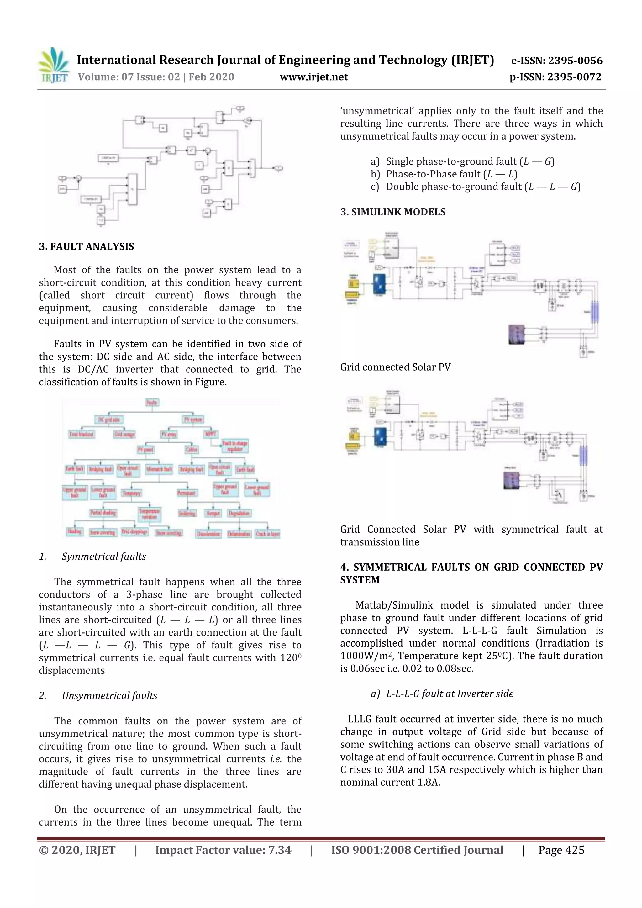 IRJET- Fault Analysis of Grid Connected Solar Photovoltaic System | PDF