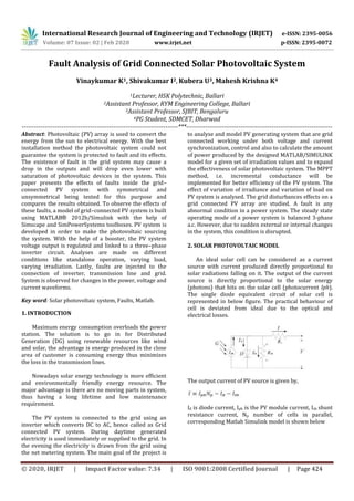 IRJET- Fault Analysis of Grid Connected Solar Photovoltaic System | PDF