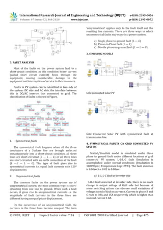 IRJET- Fault Analysis of Grid Connected Solar Photovoltaic System | PDF