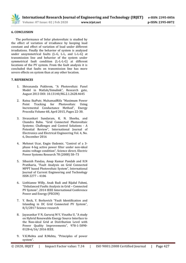 IRJET- Fault Analysis of Grid Connected Solar Photovoltaic System | PDF