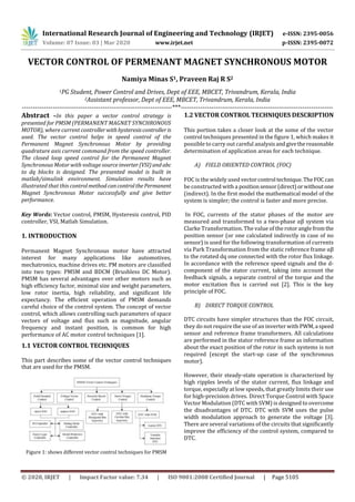 IRJET - Vector Control of Permenant Magnet Synchronous Motor | PDF