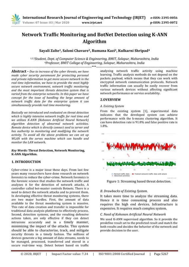 IRJET - Network Traffic Monitoring and Botnet Detection using K-ANN Algorithm | PDF