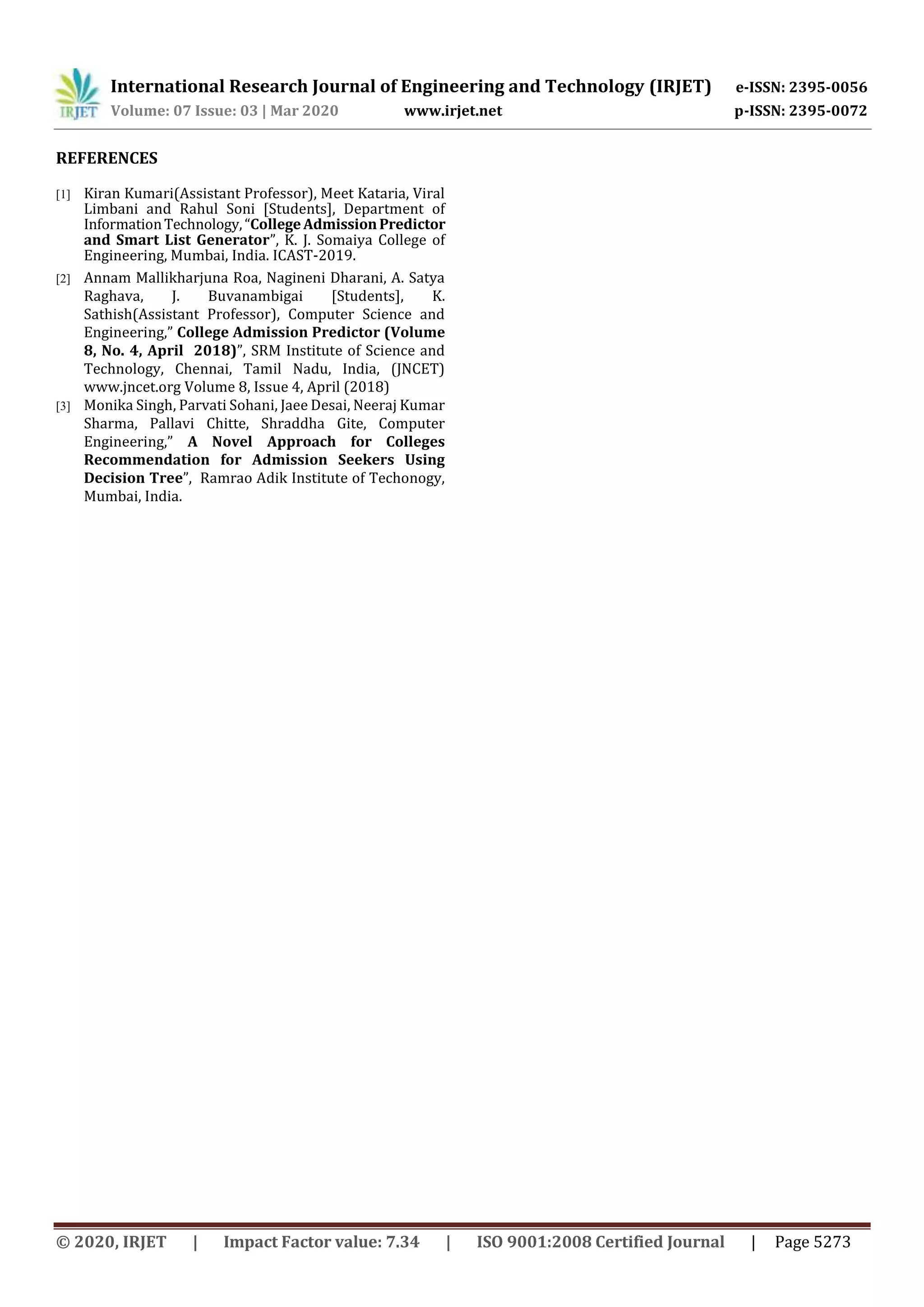 IRJET - College Recommendation System using Machine Learning | PDF