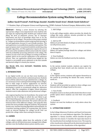 IRJET - College Recommendation System using Machine Learning | PDF