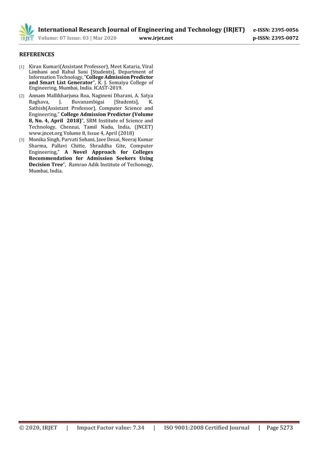 IRJET - College Recommendation System using Machine Learning | PDF