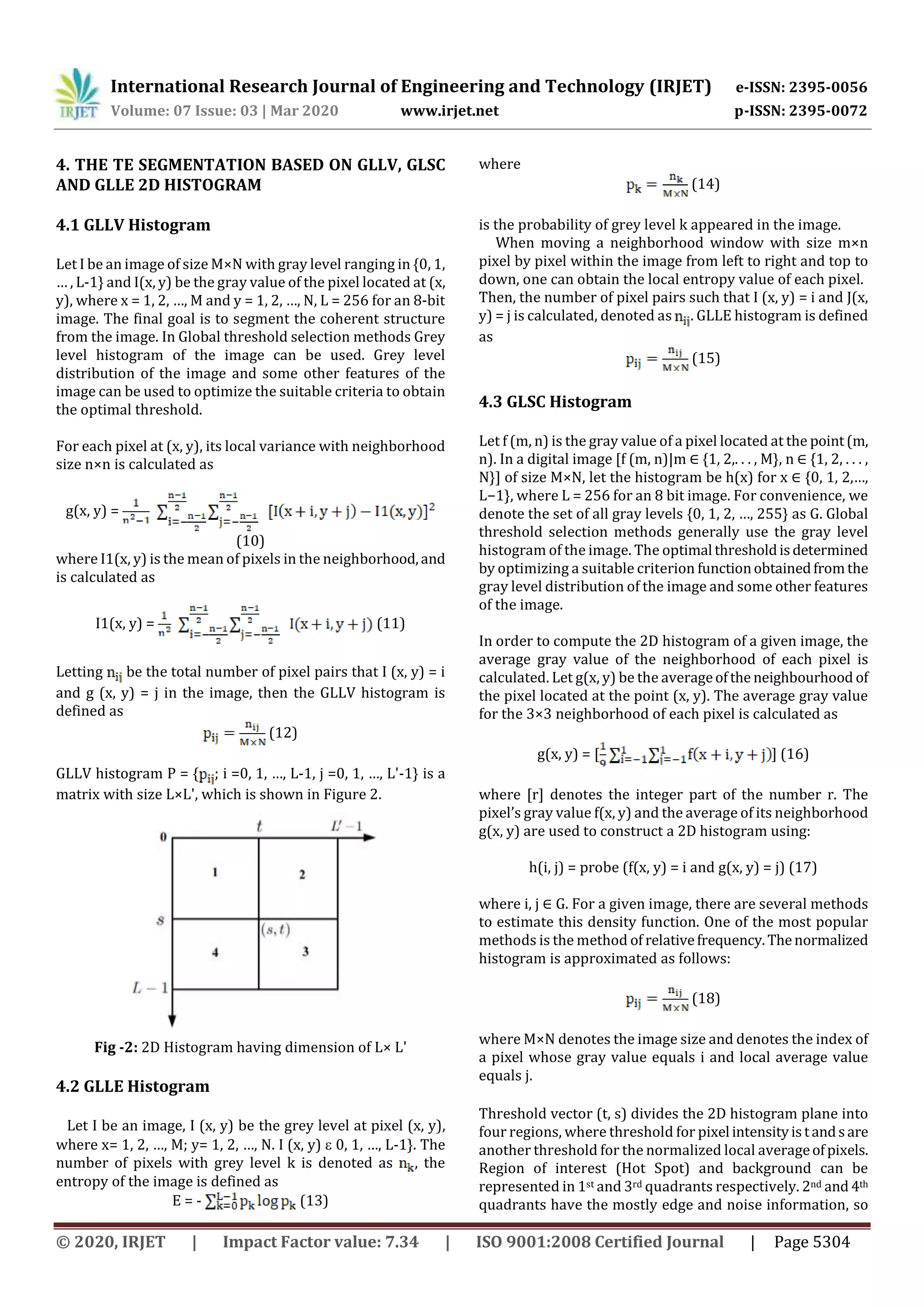 IRJET- Implementation of Histogram based Tsallis Entropic Thresholding Segmentation for Plasma ...