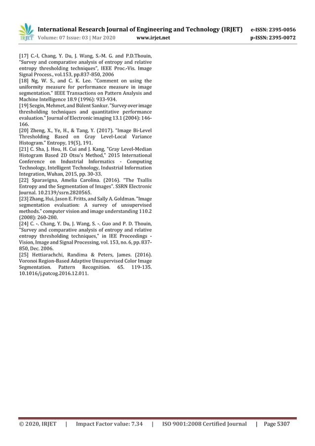 Irjet Implementation Of Histogram Based Tsallis Entropic Thresholding Segmentation For Plasma