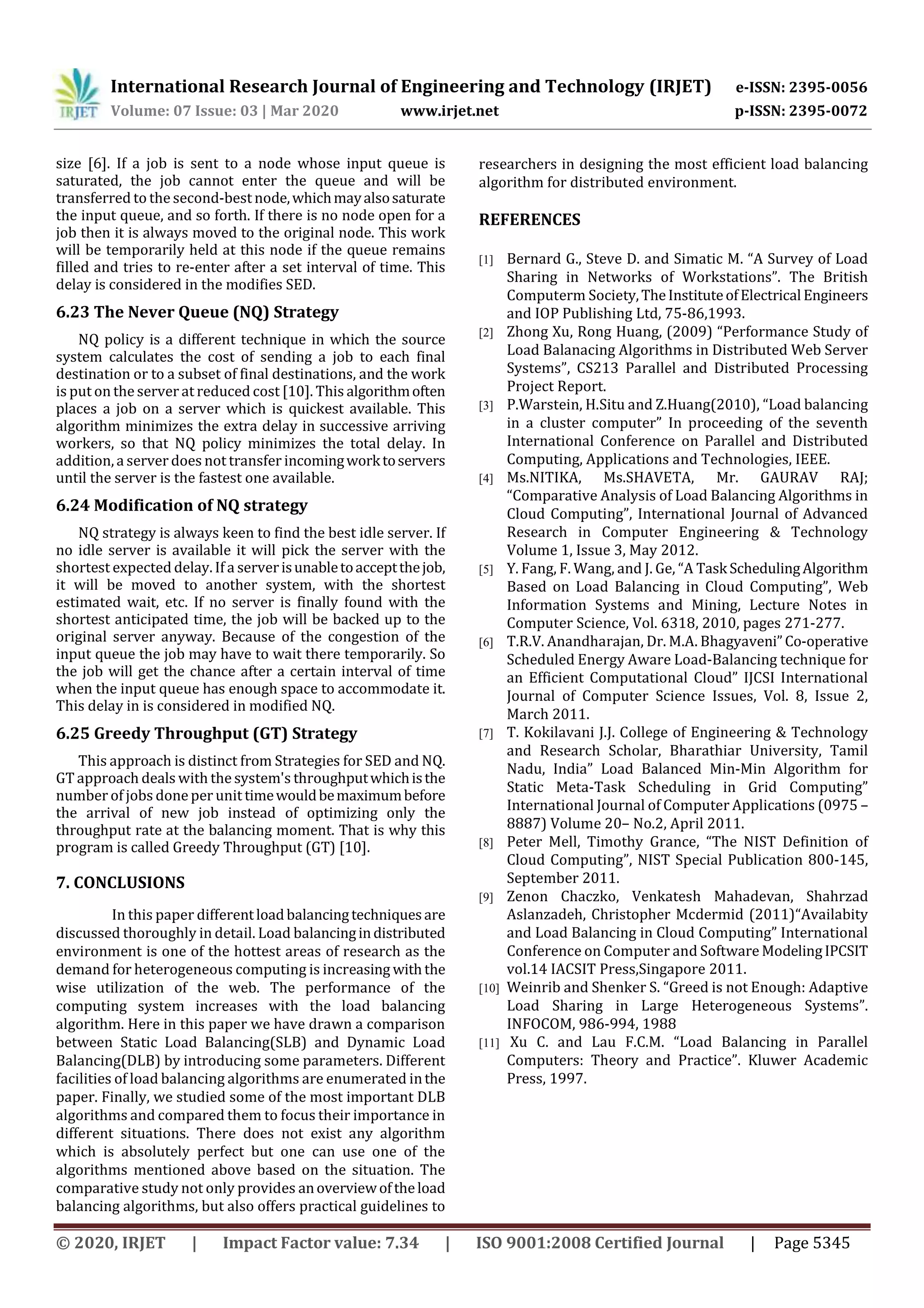 IRJET - Efficient Load Balancing in a Distributed Environment | PDF