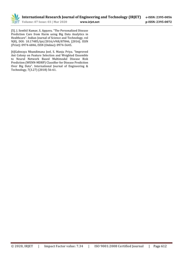 IRJET- Cancer Disease Prediction using Machine Learning over Big Data | PDF