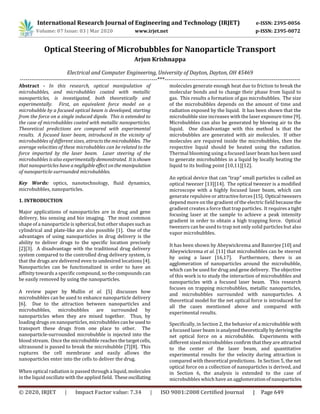 IRJET- Optical Steering of Microbubbles for Nanoparticle Transport | PDF