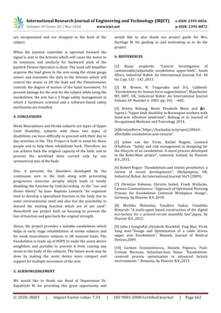 IRJET- Powered Exoskeleton for Assisting Upper Limb Disability using ...