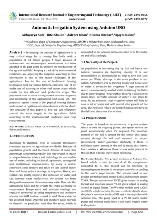 IRJET- Automatic Irrigation System using Arduino UNO | PDF
