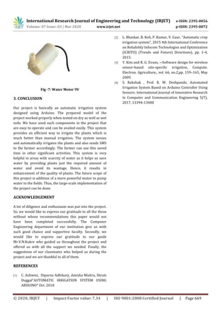 IRJET- Automatic Irrigation System using Arduino UNO | PDF