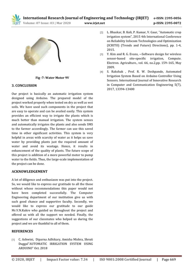 IRJET- Automatic Irrigation System using Arduino UNO | PDF