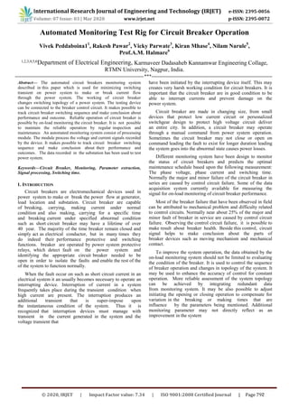 IRJET - Automated Monitoring Test Rig for Circuit Breaker Operation | PDF