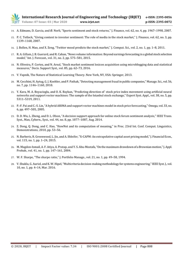 IRJET - Forecasting Stock Market Movement Direction using Sentiment Analysis and Support Vector ...