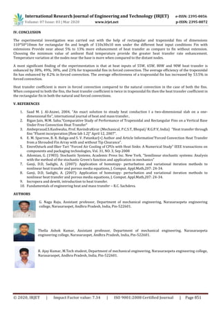 IRJET - Experimental Investigation of Heat Transfer through Rectangular and Trapezoidal Fins ...