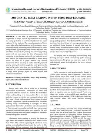 IRJET - Automated Essay Grading System using Deep Learning | PDF