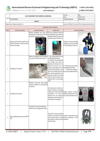 IRJET - Gap Analysis for Safety Improvements in Chemical Handling | PDF ...