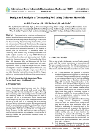 IRJET - Design and Analysis of Connecting Rod using Different Materials | PDF