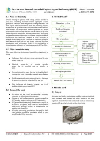 IRJET - Performance of Self Compacting Concrete with Replacement of Granite Powder as Fine ...