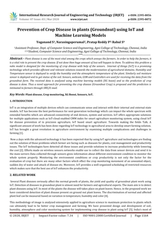 IRJET - Prevention of Crop Disease in Plants (Groundnut) using IoT and ...