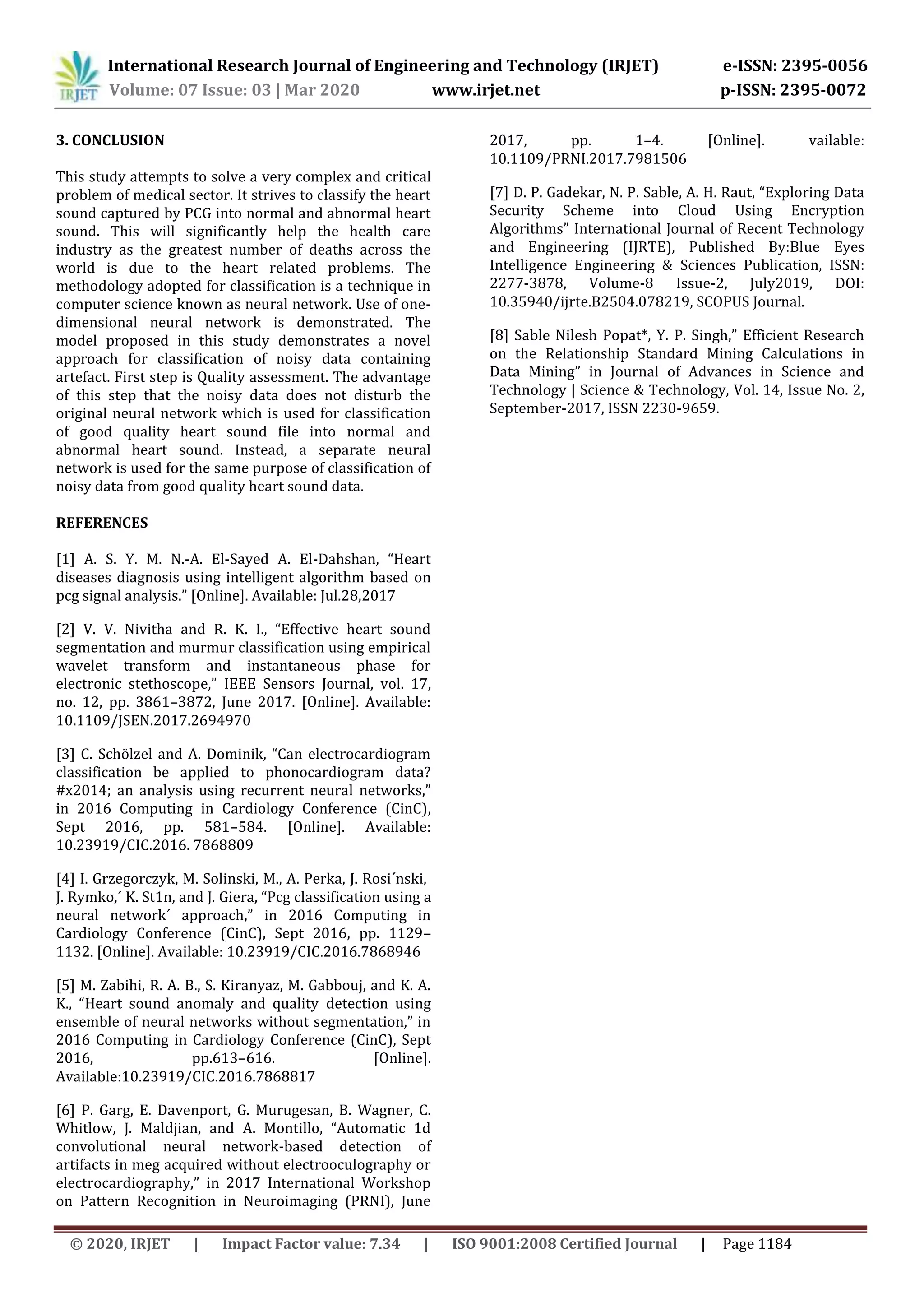 IRJET - Heart Anomaly Detection using Deep Learning Approach based on PCG Signal Analysis | PDF ...