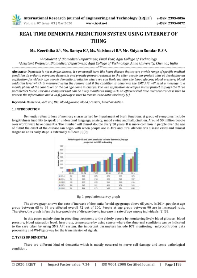 IRJET - Real Time Dementia Prediction System using Internet of Thing | PDF
