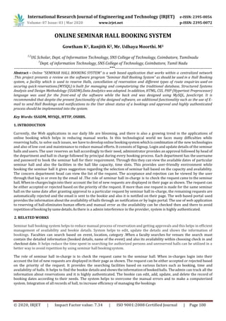 IRJET - Online Seminar Hall Booking System | PDF