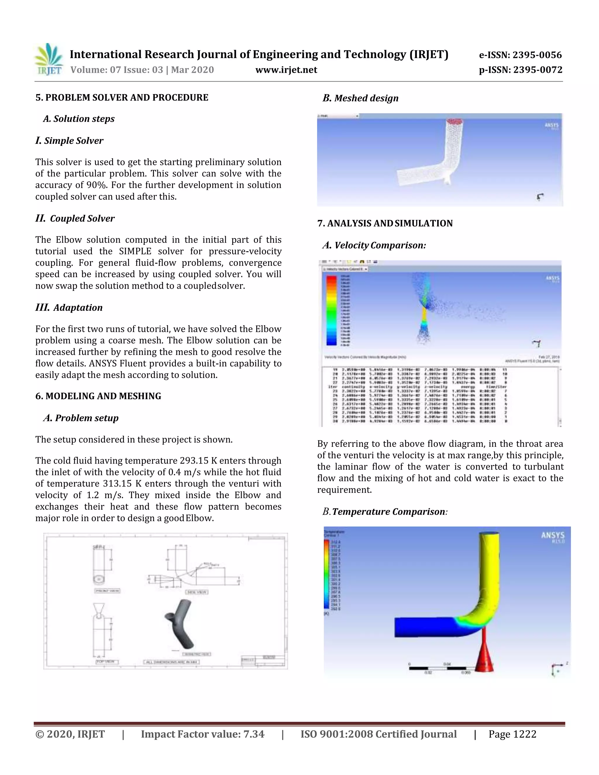 IRJET - CFD Analysis of Hot and Cold Steam Flow in an Elbow | PDF