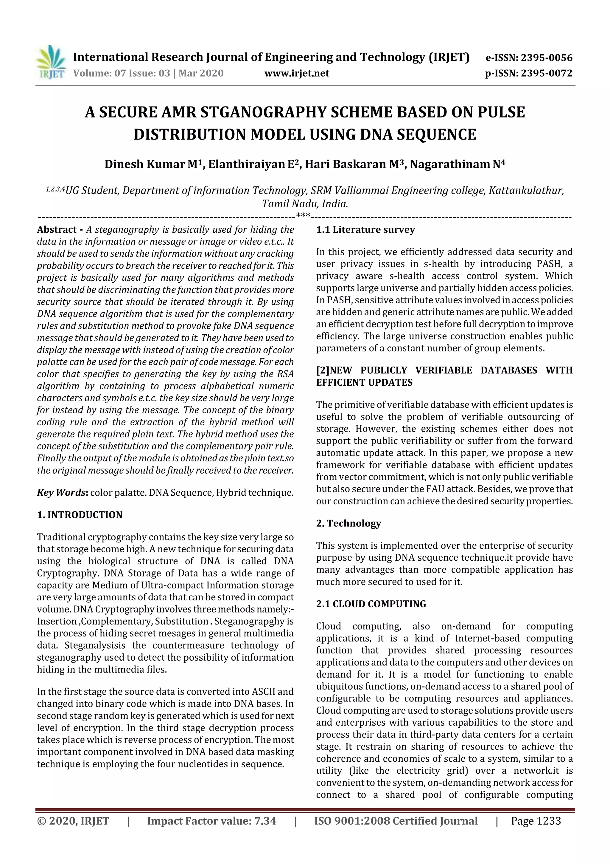 IRJET - A Secure AMR Stganography Scheme based on Pulse Distribution ...