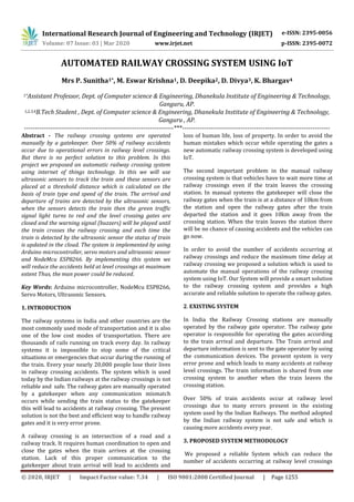 IRJET - Automated Railway Crossing System using IoT | PDF | Rail Travel ...