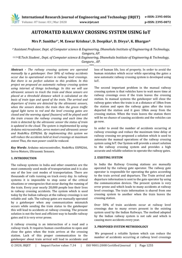 Irjet Automated Railway Crossing System Using Iot Pdf