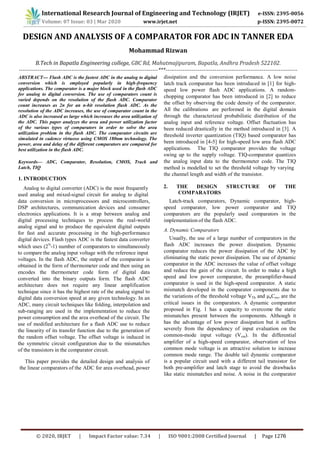 IRJET - Design and Analysis of a Comparator for ADC in Tanner EDA | PDF | Computer Peripherals ...