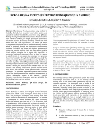 IRJET - IRCTC-Railway Ticket Generation using QR Code in Android | PDF