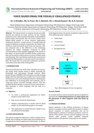 IRJET - Voice based Email for Visually Challenged People | PDF