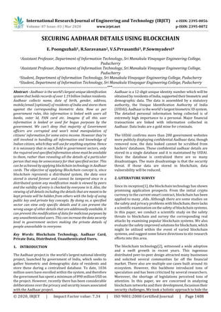 IRJET - Securing Aadhaar Details using Blockchain | PDF
