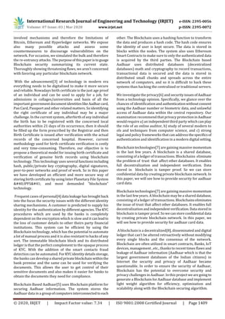 IRJET - Securing Aadhaar Details using Blockchain | PDF