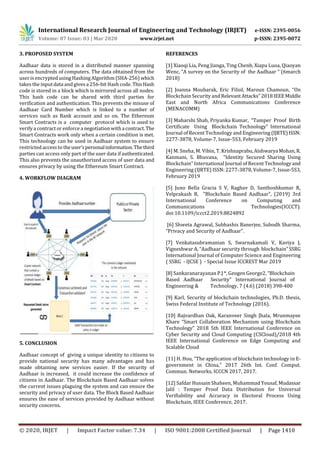 IRJET - Securing Aadhaar Details using Blockchain | PDF